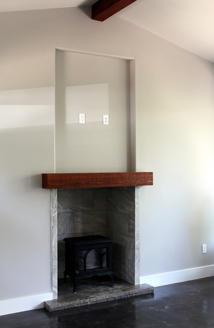 Tile Alcove for Wood-burning Stove - Contemporary - Living Room ...