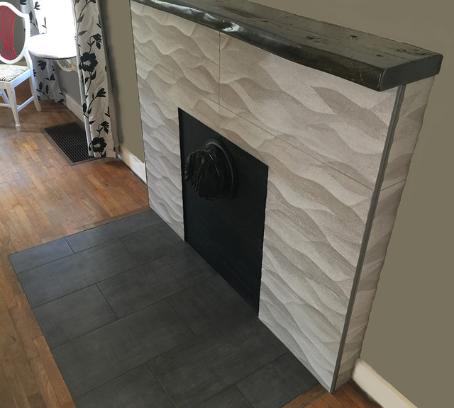 Tiled Wood Burning Stove Hearth and Surround featuring Porcelanosa's ...