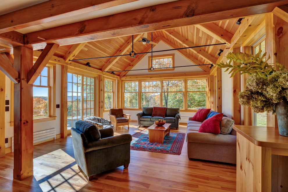 Timber Frame Addition - Farmhouse - Living Room - Burlington - by ...