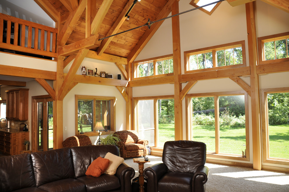 Timber Frame Great Room - Traditional - Living Room - Other - by User ...