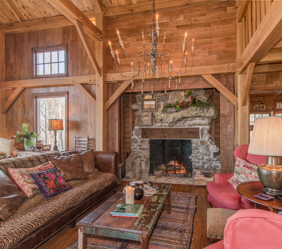 Timber Frame Home in Rock Island, Tennessee - Rustic - Living Room ...