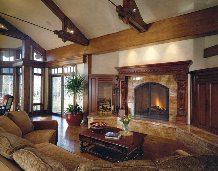 Timber Frame Home: Ketchum Residence - Rústico - Salón - Otras zonas ...