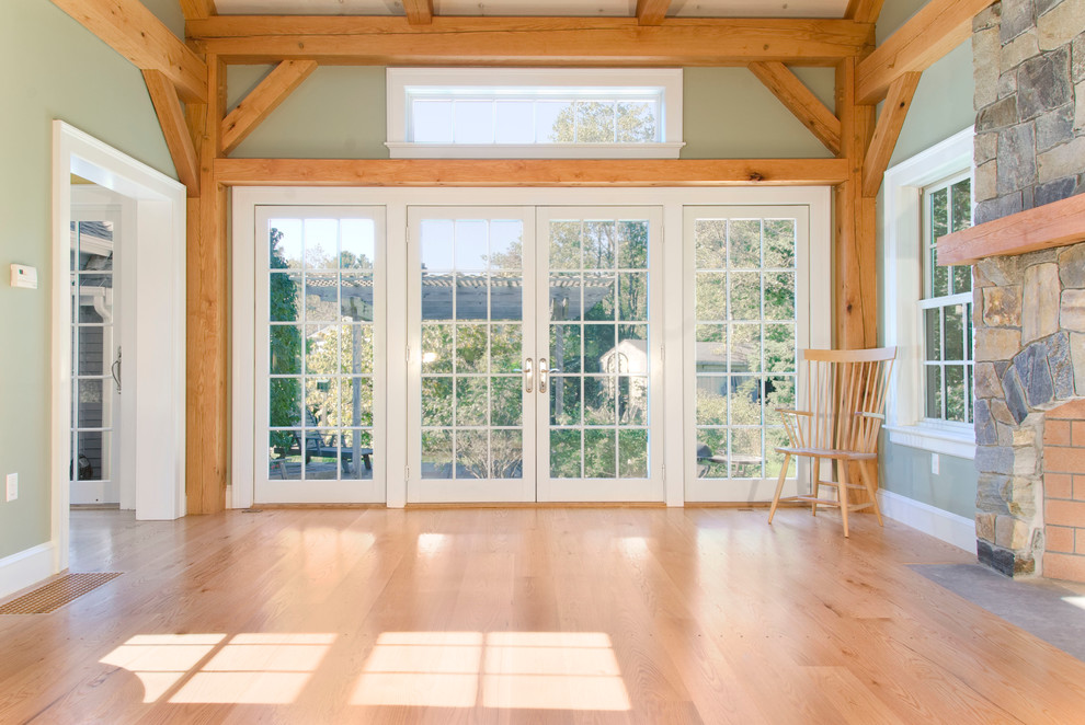 Timber Frame Home - Mansfield, MA - Rustic - Living Room - Boston - by ...