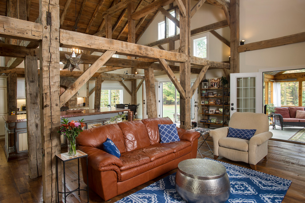 Timber Frame Plus House - Rustic - Living Room - Cleveland - by New ...