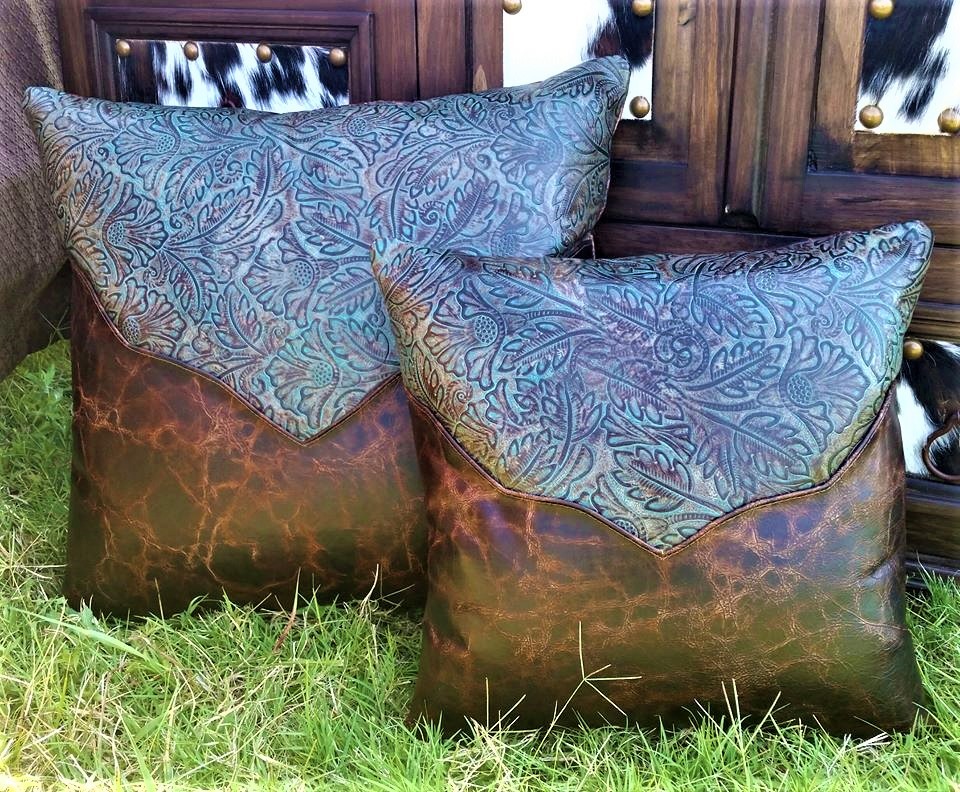 Tooled Saddle Western Throw Pillows - Rustic - Living Room - Seattle ...