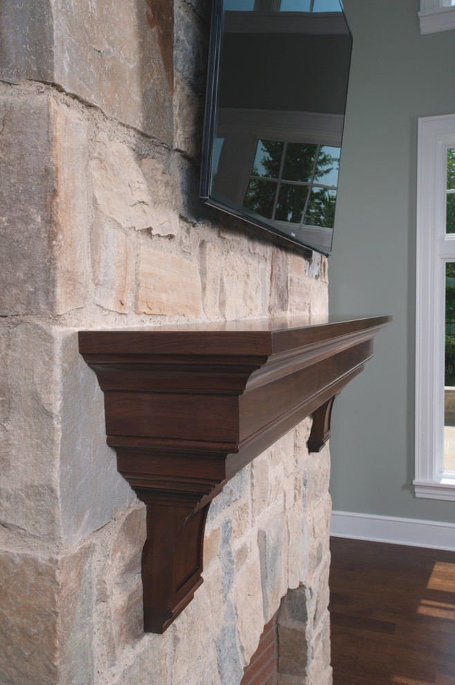 Traditional Walnut Fireplace Mantel Shelf Detail - Traditional - Living ...