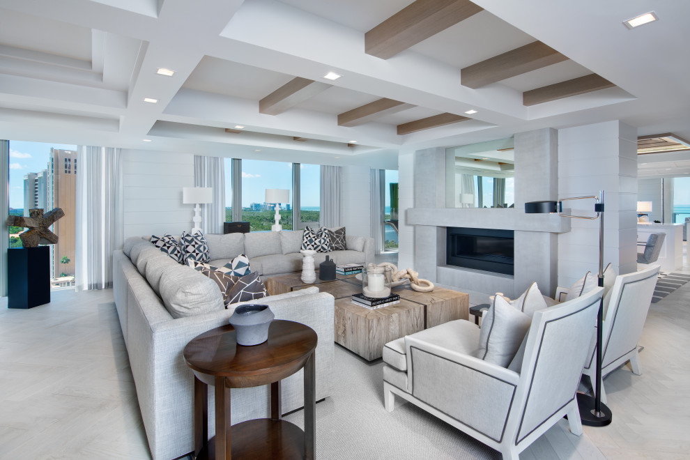 Transitional Beach House - Beach Style - Living Room - Miami - by W ...