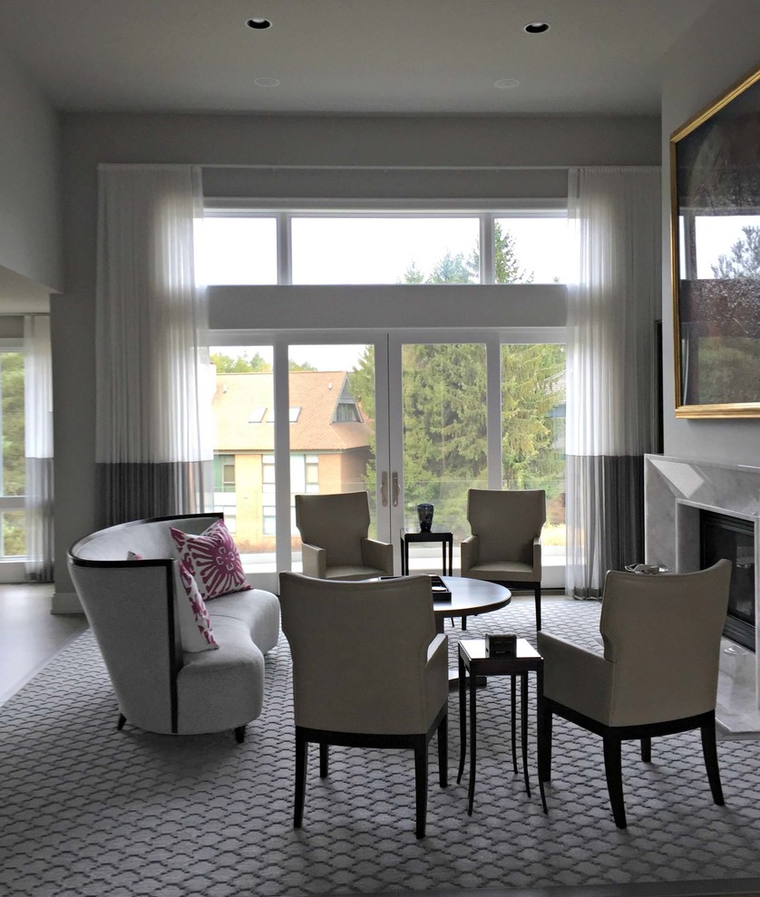 Transitional Living Room Drapery - Oakland County - Transitional ...