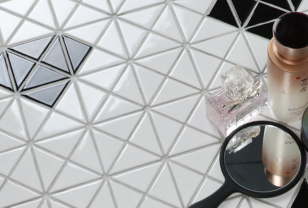 Triangular Diamond Pattern Porcelain Mosaic Tile, Flooring design ...