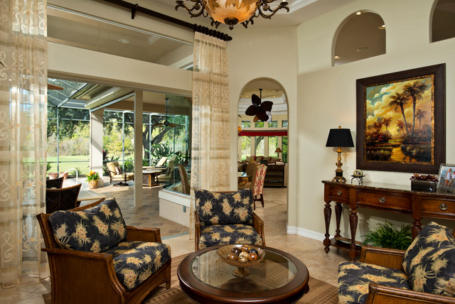 Tropical Window Treatments - Tropical - Living Room - Miami - by Linda ...