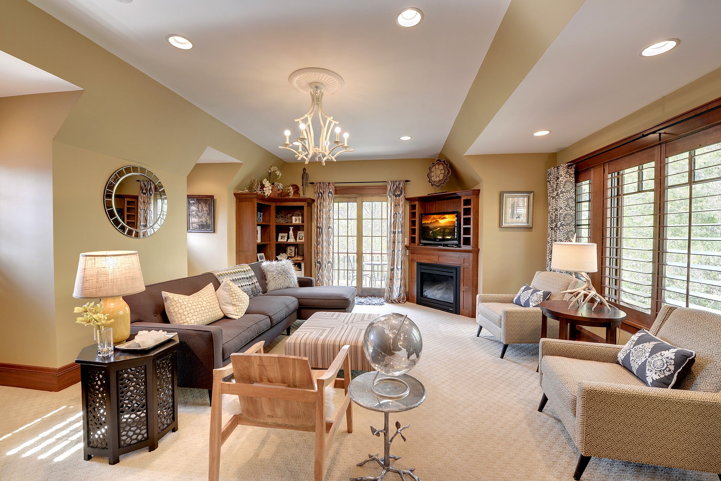 Craftsman Two Sided Corner Fireplace 75 Craftsman Living Room With A