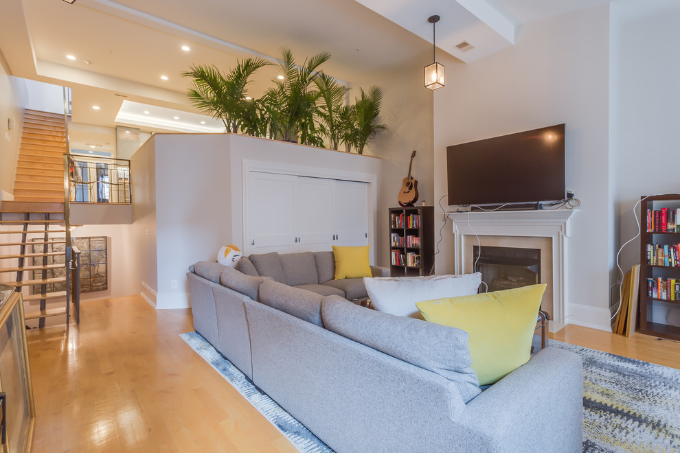 Two Level Condo Renovation with Roof Deck - Modern - Living Room - DC ...