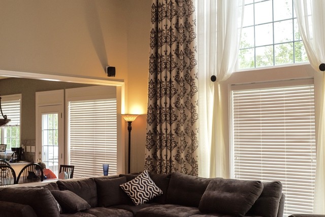 Two Story Window Covering, Cumming GA - Contemporary - Living Room - Atlanta - by DRAPES & DECOR ...