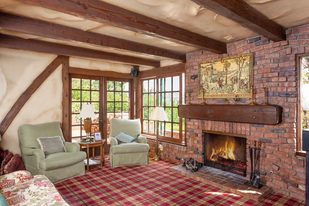 Unusual English Tudor Mansion in Lemon Heights - Rustic - Living Room ...