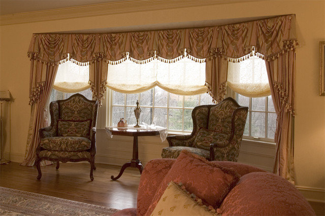 Valance & Drapery Combinations - Traditional - Living Room - New York ...