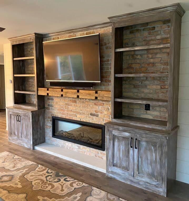 Vintage Brick Entertainment Center - Gurnee - Rustic - Living Room ...