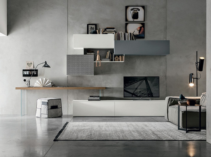 Wall Unit with Office Desk TM-450A | Made in Italy - Modern - Living ...