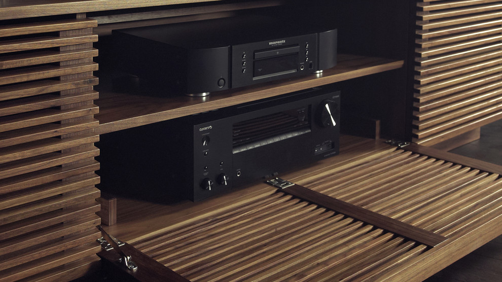 Walnut slatted AV unit - Contemporain - Salon - Autres périmètres - par ...