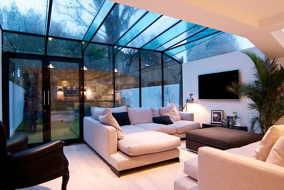 Striking All Glass Extension - Wandsworth - Contemporary - Living Room ...