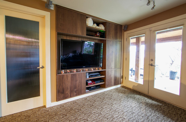 West Seattle Walnut built-ins - Contemporary - Living Room - Seattle ...