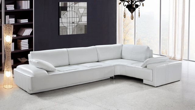 Contemporary Sectional Sofa in Latte Leather Modern Living Room Los Angeles by EuroLux Furniture Houzz UK
