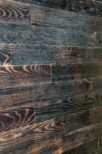 White Oak Flooring Wall Sho Sugi Ban Wire Wheel Finish and Rusted Metal ...