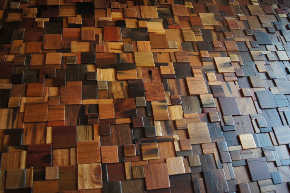 Wood Mosaics - Living Room - Minneapolis - by Home Tile Design | Houzz