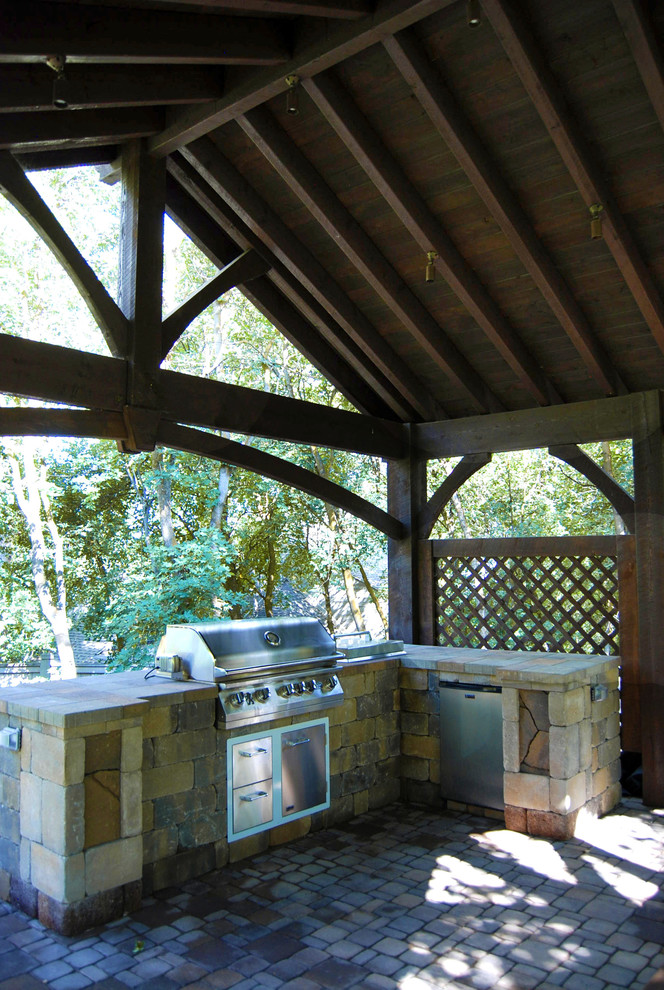 21' x 22' Timber Frame Pavilion With Outdoor Kitchen - Rustic - Patio ...