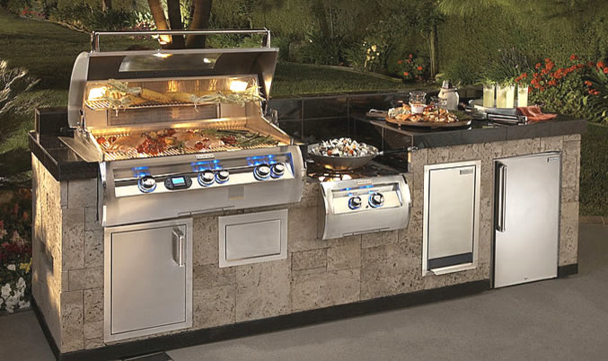 A Complete Fire Magic Outdoor Kitchen With Power Burner And Storage ...