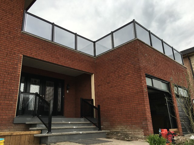 Aluminum Glass Railings for Rooftop Deck and Front Entrance ...