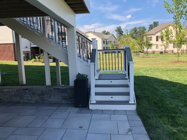 Ashburn VA Trex Deck and Paver Patio with Retaining Wall - Contemporary ...