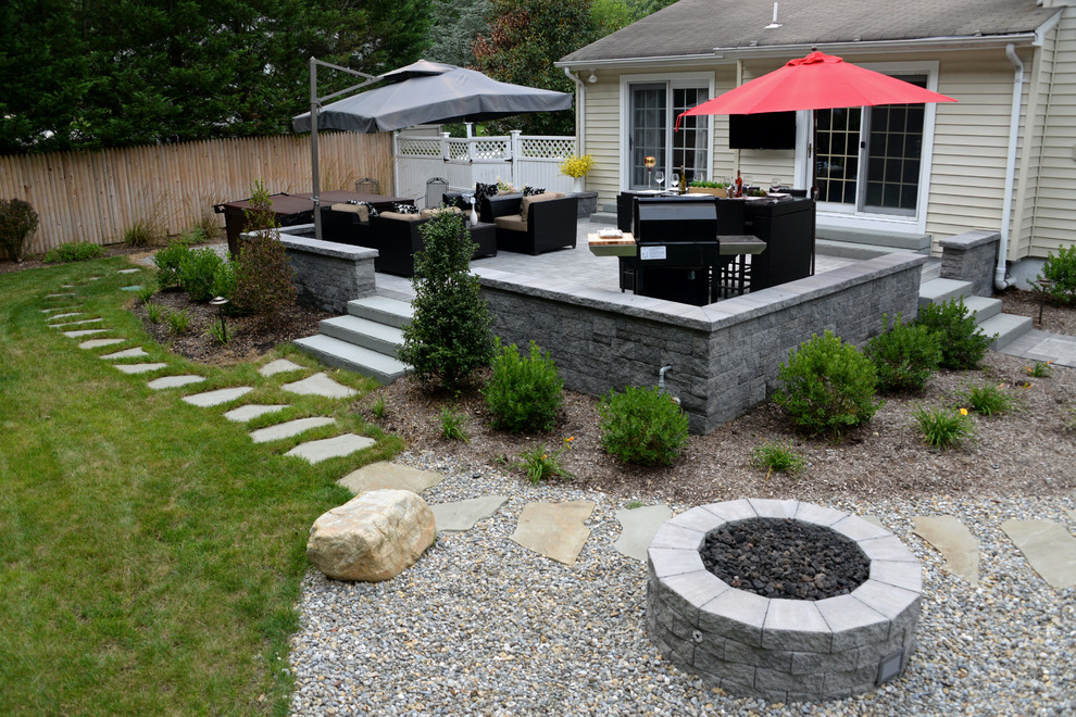 Backyard Oasis with Fire Pit in Hillsdale NJ - Traditional - Patio ...