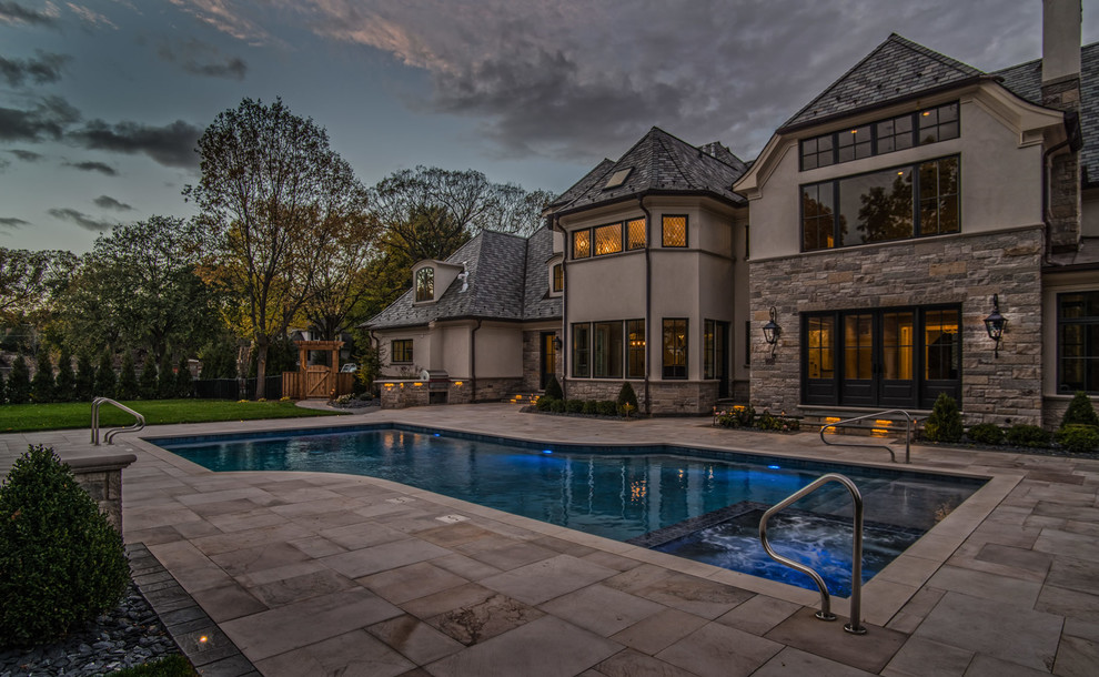 Backyard Patio with Swimming Pool & Spa - Traditional - Patio - Chicago ...