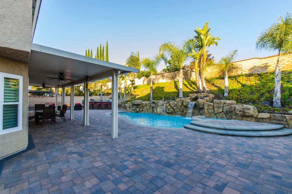 Backyard Pool Deck - Spa Steps – BBQ - Fire Pit Gathering Area - VIEW 4 ...