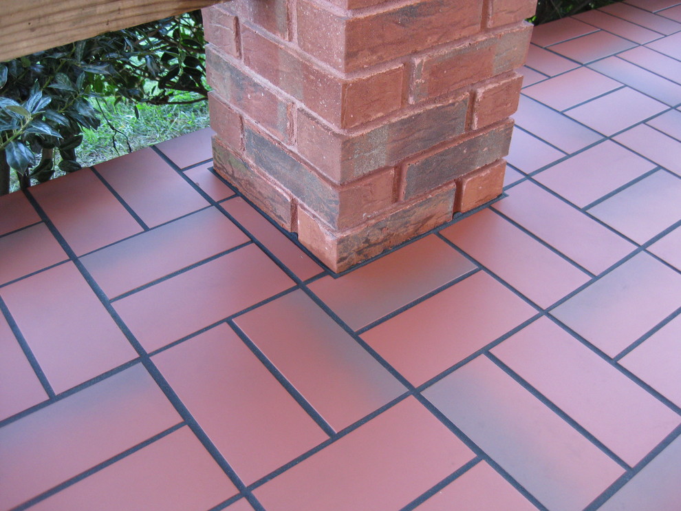 Basketweave with Quarry Tile over Concrete Patio - Traditional - Patio ...