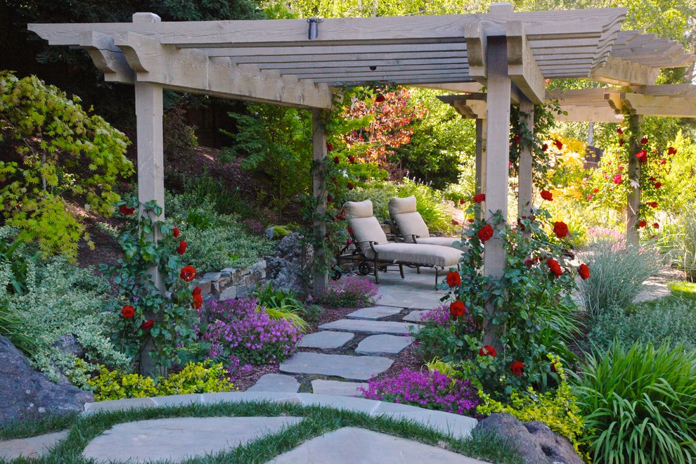 Beautiful pond, pool,pergola and garden - Traditional - Patio - San ...