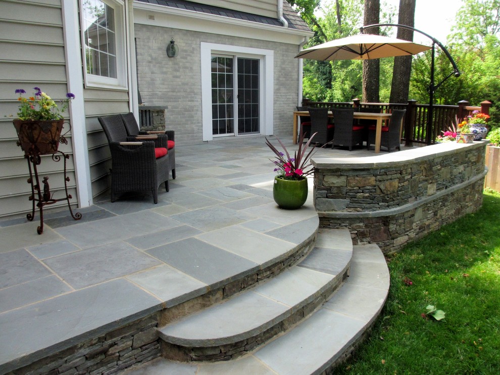 Beautiful Walls and Curved Stone Steps - Traditional - Patio - DC Metro ...