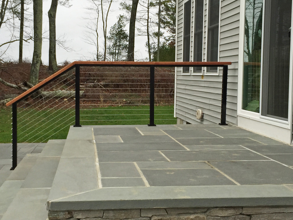 Black Aluminum Posts and Top Rail Support for Steps to Backyard in ...