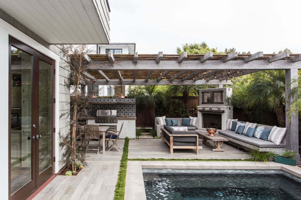 Blue & Grey Patio and Outdoor Living Area - Transitional - Patio - Los ...