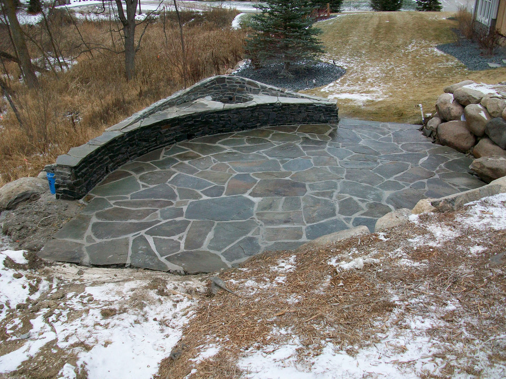 Blue stone patio and fireplace - Modern - Patio - Minneapolis - by ...