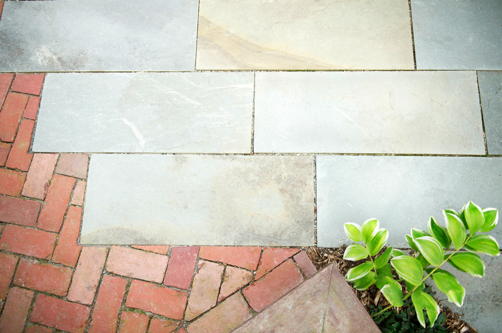 Bluestone into brick transition - Transitional - Patio - Boston - by ...