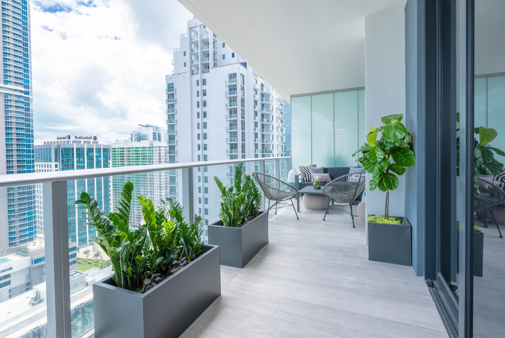 Brickell High-Rise Classic Living - Contemporary - Balcony - Miami - by ...