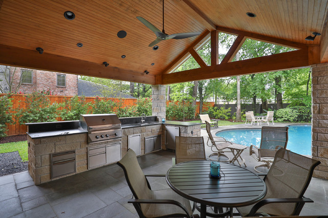 Bunker Hill Patio Cover and Decking around pool - Patio - Houston - by ...