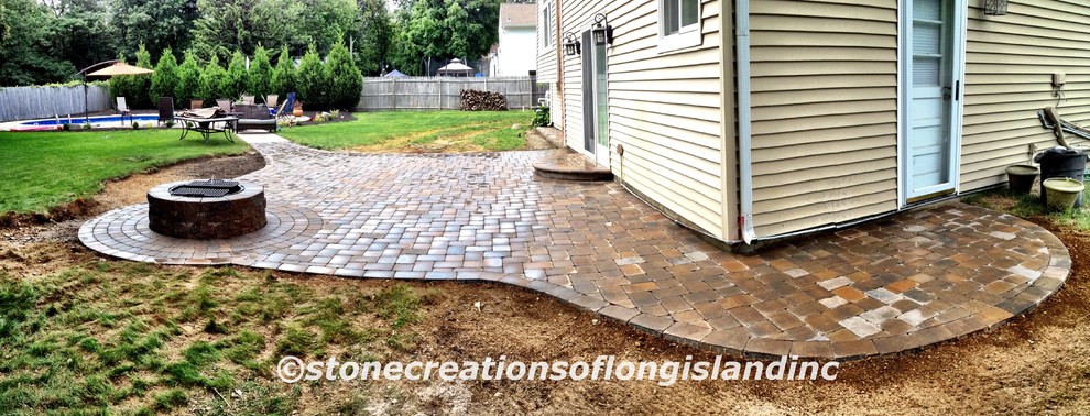 Cambridge Paver Pool Patio with Firepit, East Northport, N.Y 11731 ...