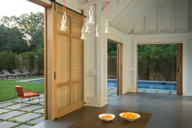 Pool House With Sliding Doors