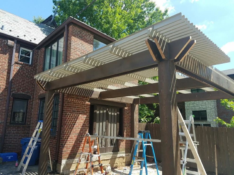 Ceadar Post Louvered Patio Cover - Rustic - Patio - St Louis - by ...