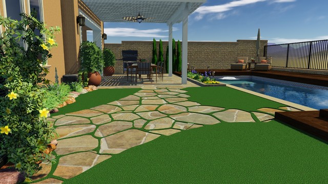 Complete Outdoor Fun Transformation | Lap Pool & Fire Pit - Traditional ...