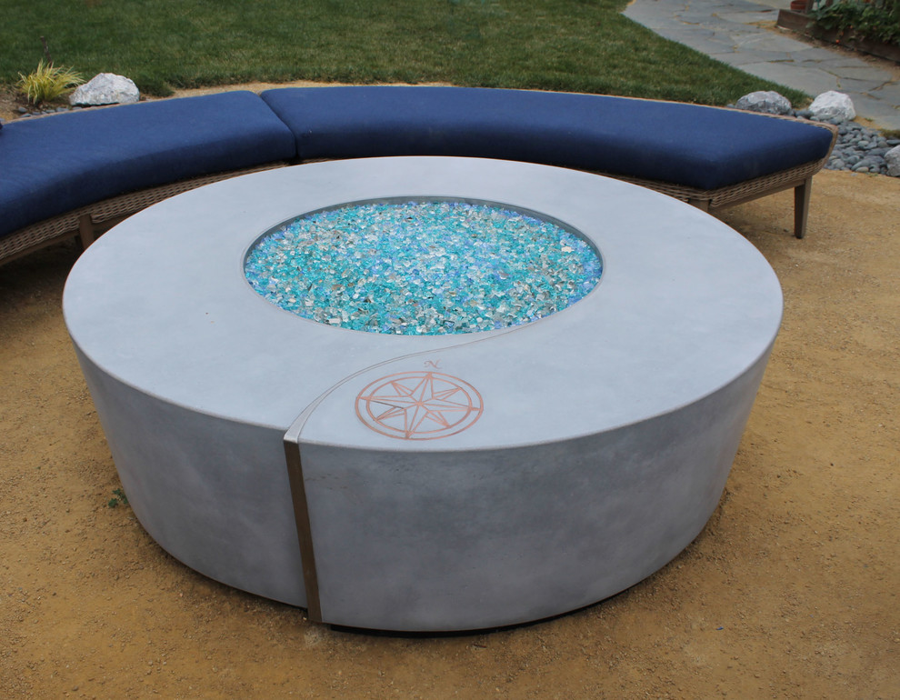 Concrete Fire Pit w/Compass inlay - Beach Style - Patio - Other - by ...