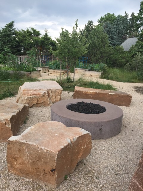 Pit With Boulder Plantings Fire Boulders Earthworks Natural Stone
