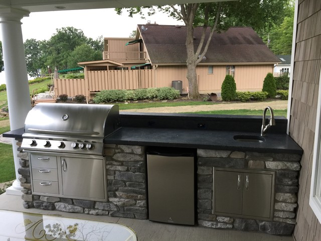 Concrete Outdoor Grill & Food Prep Area - Lake Milton, OH - Traditional ...